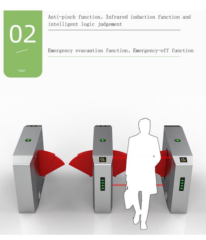 Access Control Flap Gate Barrier , 50Hz Automatic Turnstile Gate For ...