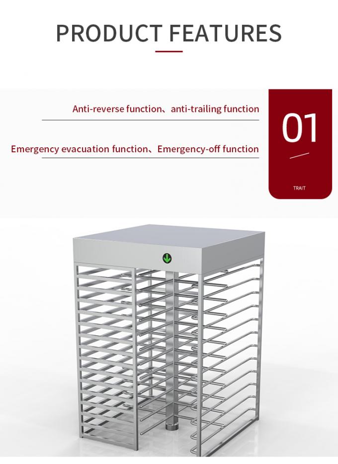 IP54 Full Length Turnstile , RS232 Interface Dual Lane Turnstile Entry ...