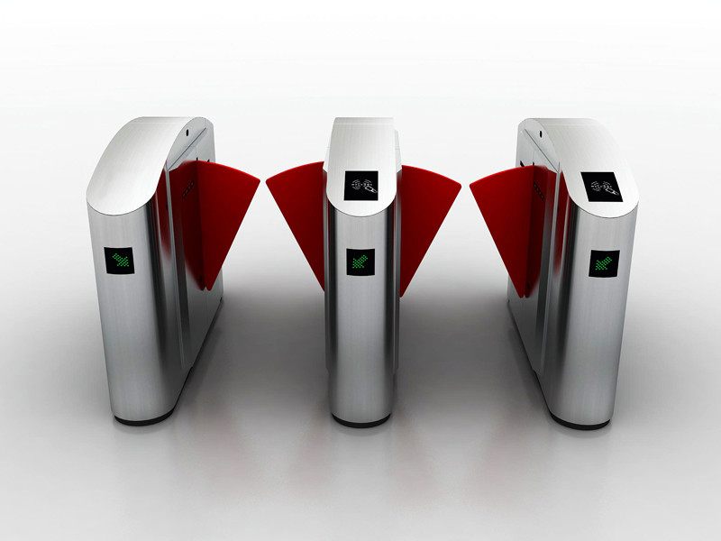 Silver 220V Flap Turnstile Gate Retractable Barrier Entrance Access System