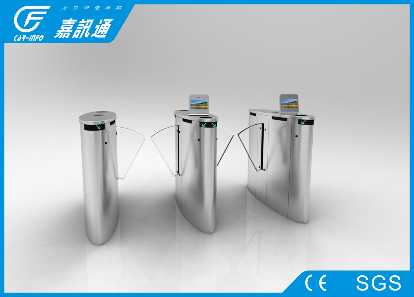 Smart Card Reader Electronic Turnstile Gates , Multi - Alarm Function ...